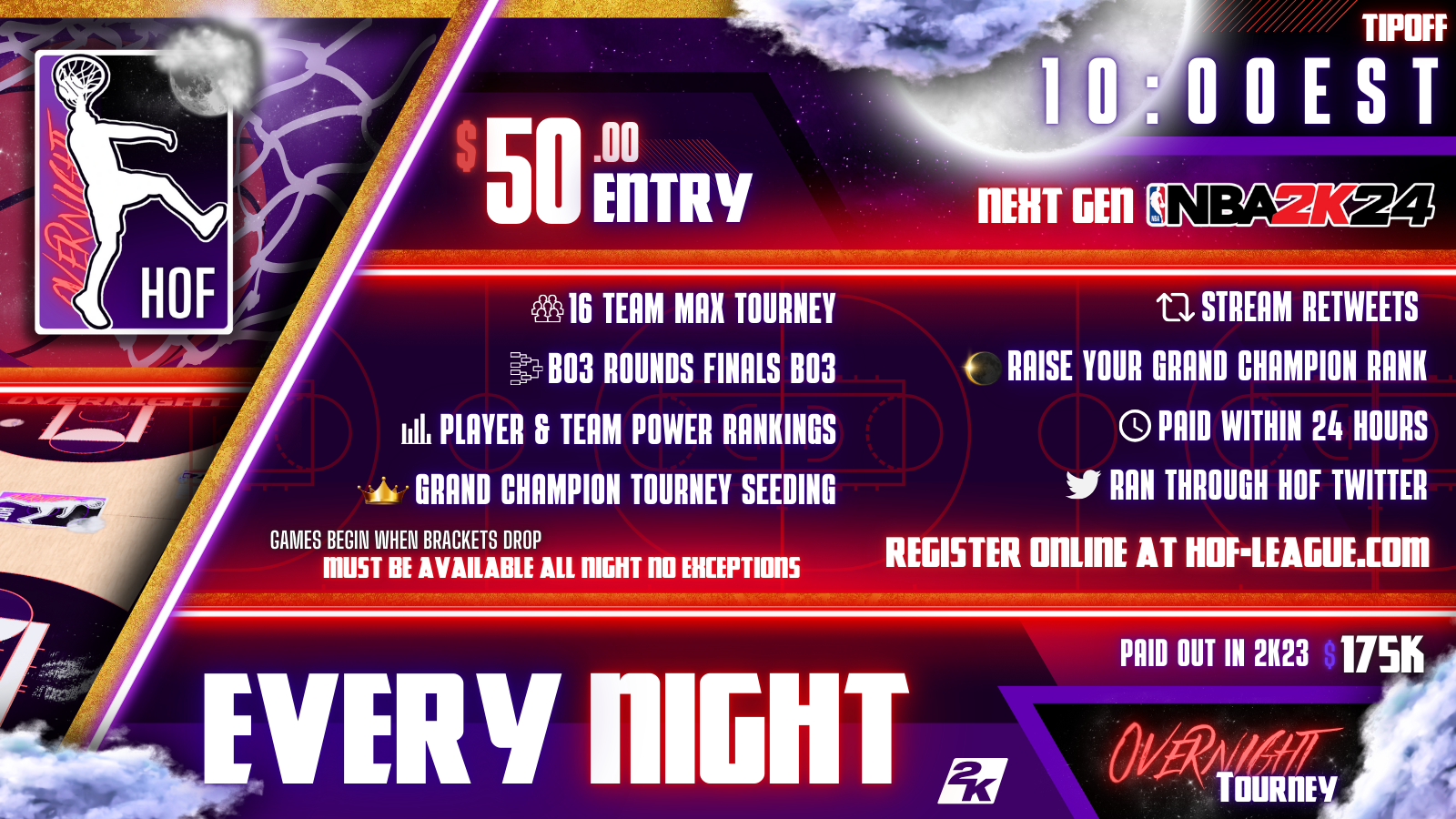 OVERNIGHT TOURNEY REGISTRATION – HOF League